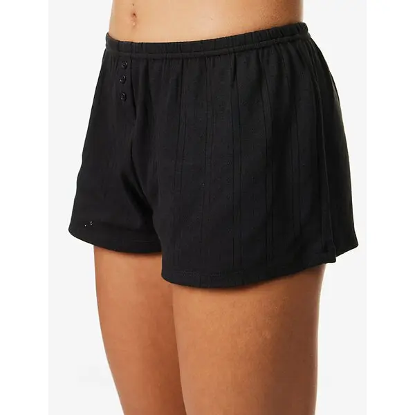 COU COU Pointelle Knitted Cotton Shorts - 2black