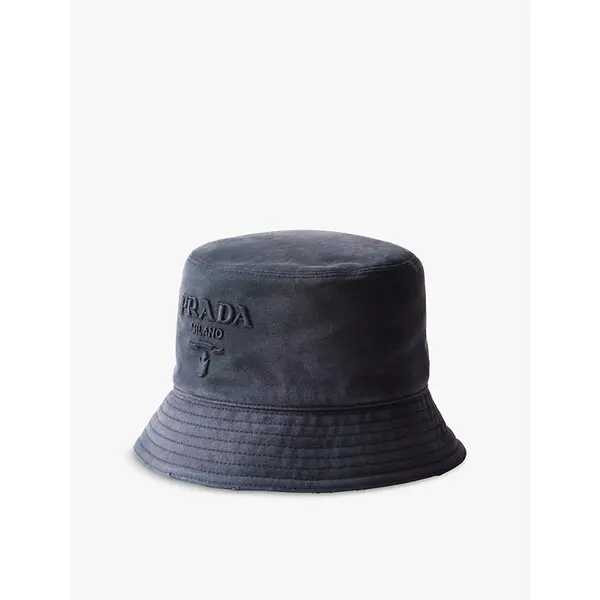 Prada Logo-embroidered Nylon Bucket Hat - Blue