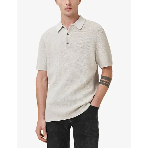 ALLSAINTS Aspen Ramskull-embroidered Cotton And Wool Polo Shirt