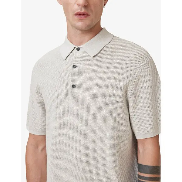 ALLSAINTS Aspen Ramskull-embroidered Cotton And Wool Polo Shirt