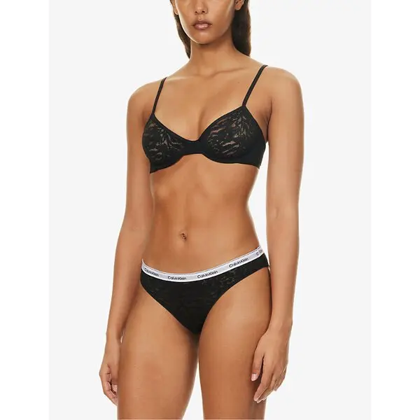 Calvin Klein Modern Logo-embroidered Stretch-lace Briefs