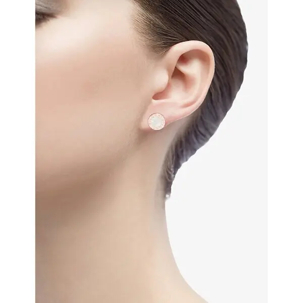 BVLGARI 18ct Mother Of Pearl Stud Earring - Rose Gold