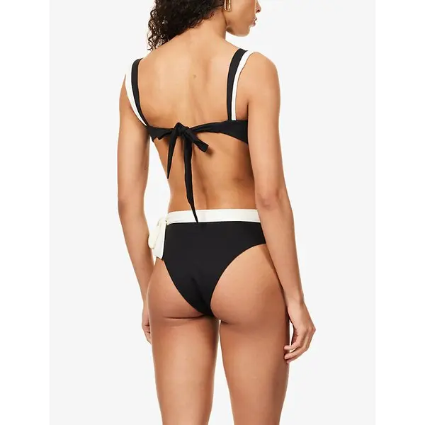 AWAY THAT DAY Cannes Stretch-polyamide Bikini Top - Black/ivory