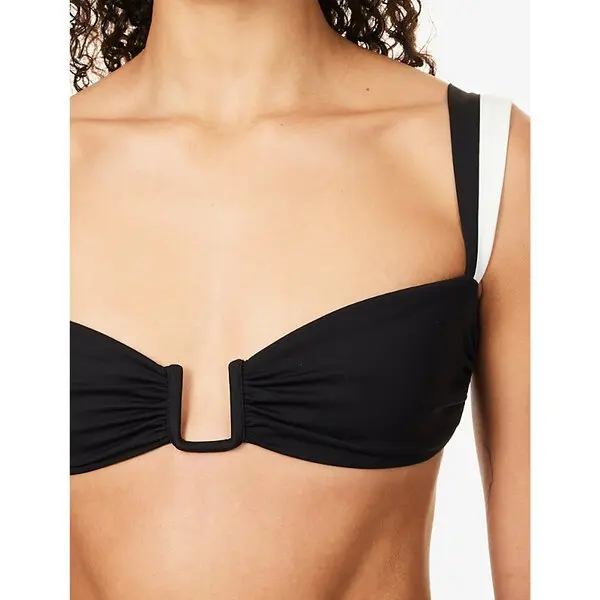 AWAY THAT DAY Cannes Stretch-polyamide Bikini Top - Black/ivory