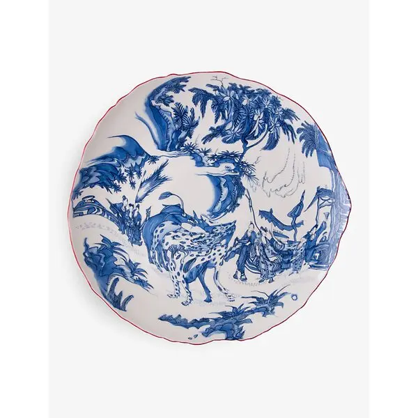 SELETTI Diesel Living With Classics On Acid Blue Chinoiserie Porcelain Dinner Plate 28cm - One-color