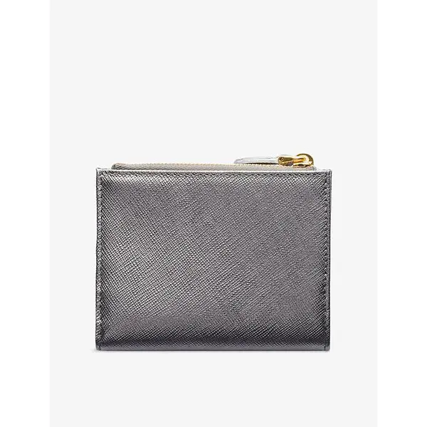 Prada Brand-plaque Small Saffiano Leather Wallet - Grey