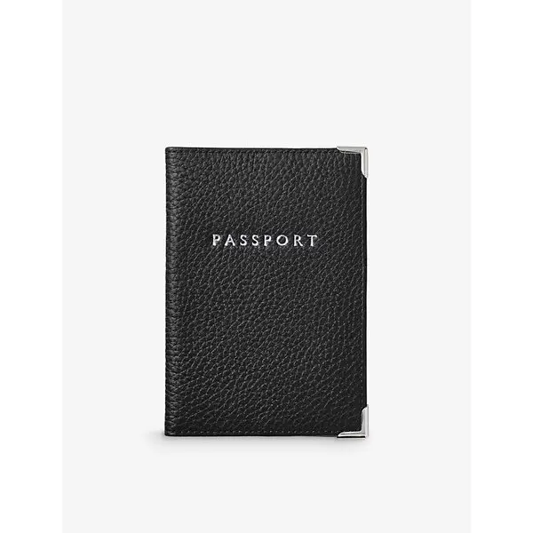 ASPINAL OF LONDON Logo-embossed Grained-leather Passport Cover - Black