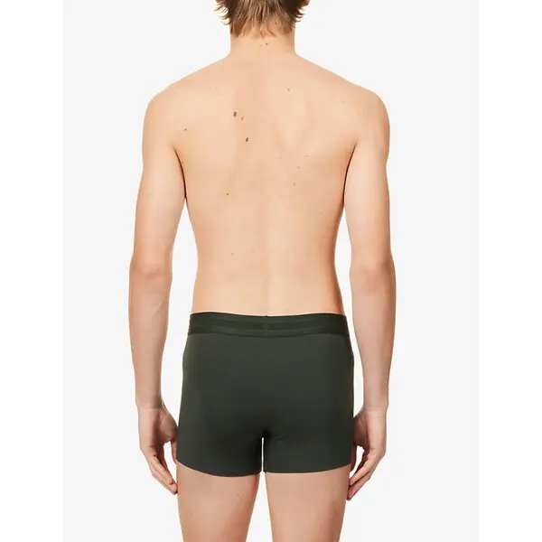 CHE Elasticated-waistband Pack Of Three Stretch-woven Trunks - Pine Green