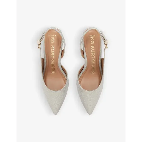 Kurt Geiger Aria Pointed-toe Woven Slingback Courts - Silver