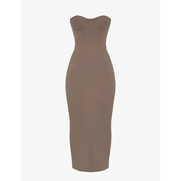 House Of Cb Lucia Corseted Maxi Dress - Taupe