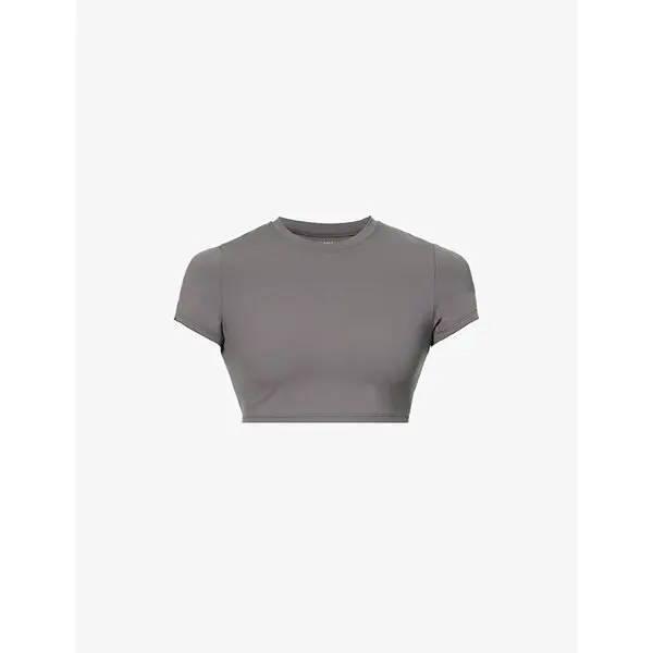 ADANOLA Fitted Cropped Stretch-woven T-shirt