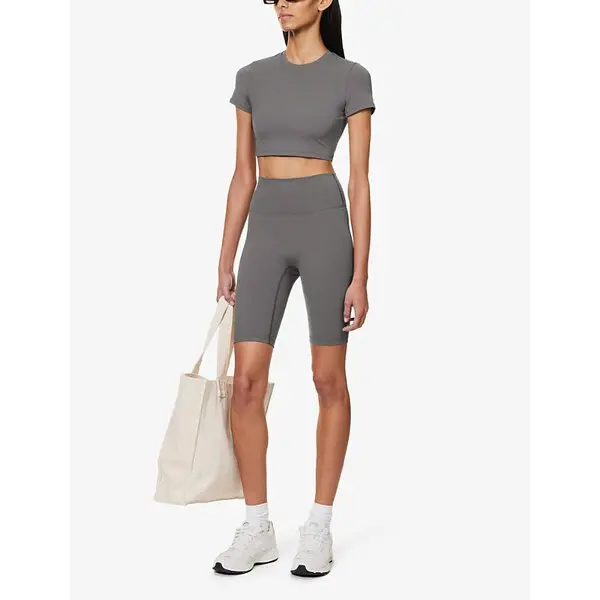 ADANOLA Fitted Cropped Stretch-woven T-shirt