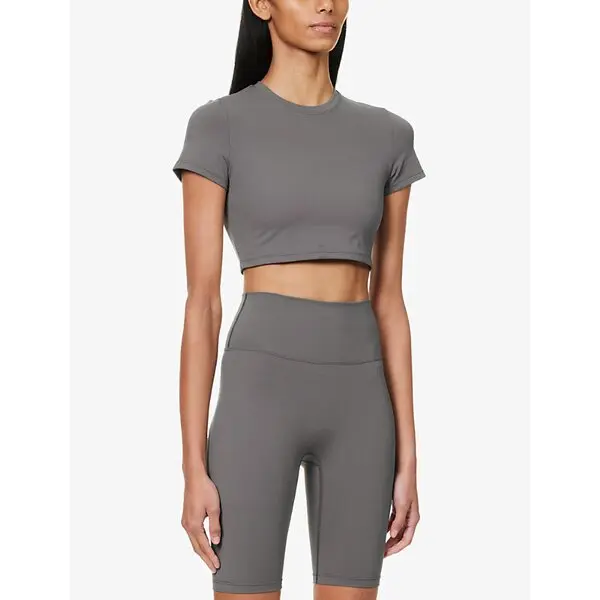 ADANOLA Fitted Cropped Stretch-woven T-shirt