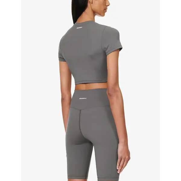 ADANOLA Fitted Cropped Stretch-woven T-shirt