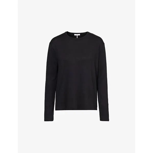 Rag & Bone Split-hem Long-sleeved Woven Top - Black