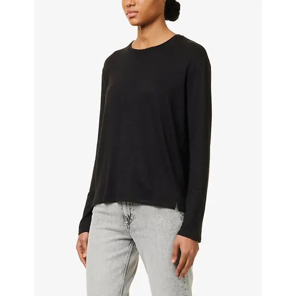 Rag & Bone Split-hem Long-sleeved Woven Top - Black