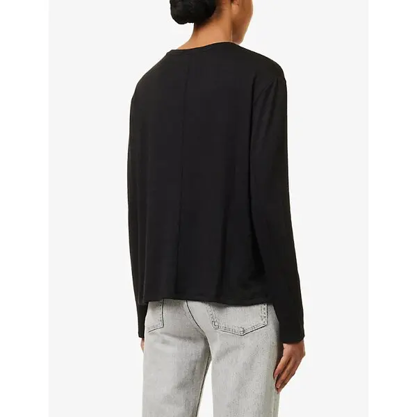 Rag & Bone Split-hem Long-sleeved Woven Top - Black