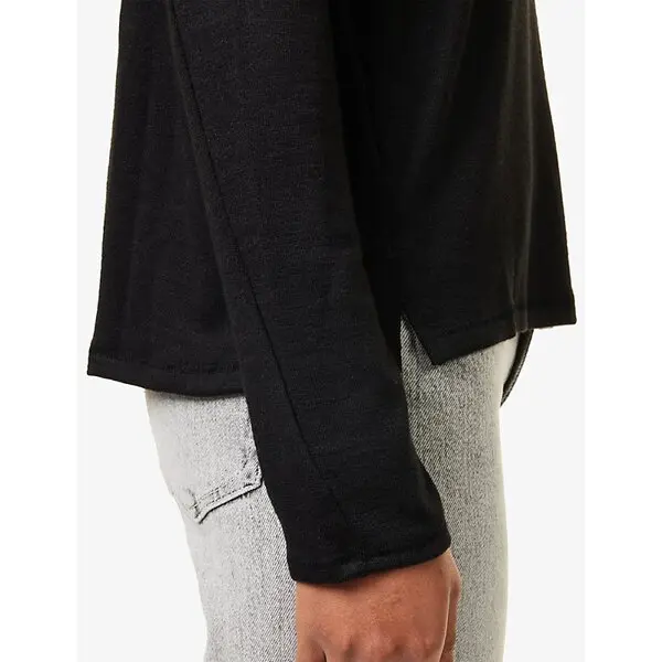 Rag & Bone Split-hem Long-sleeved Woven Top - Black