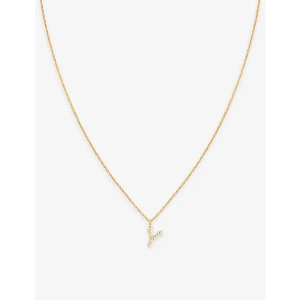 ASTRID & MIYU Initial 'y' Pendant Necklace - 18ct Gold