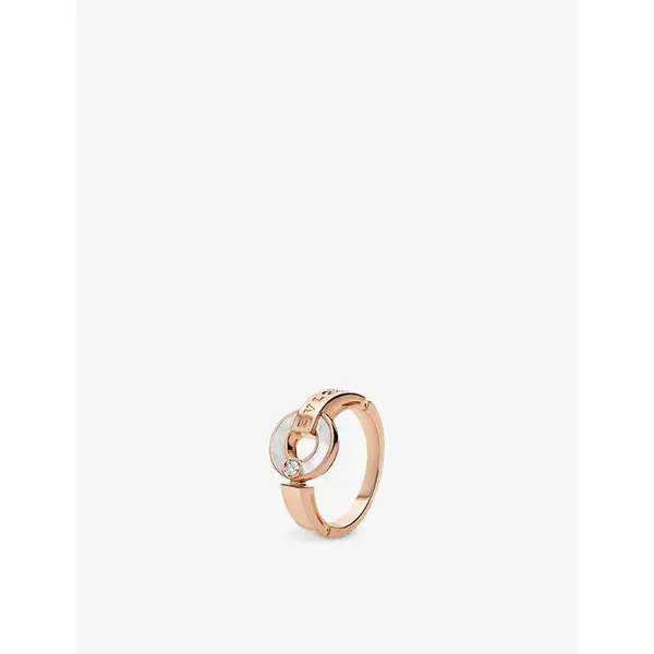 BVLGARI 18ct Diamond And Mother-of-pearl Ring - Rose Gold