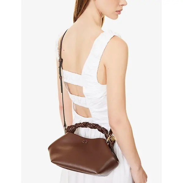 GANNI Small Leather Blend Top-handle Bag - Chocolate Fondant