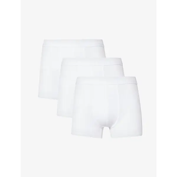 CHE Elasticated-waistband Pack Of Three Stretch-woven Trunks - White