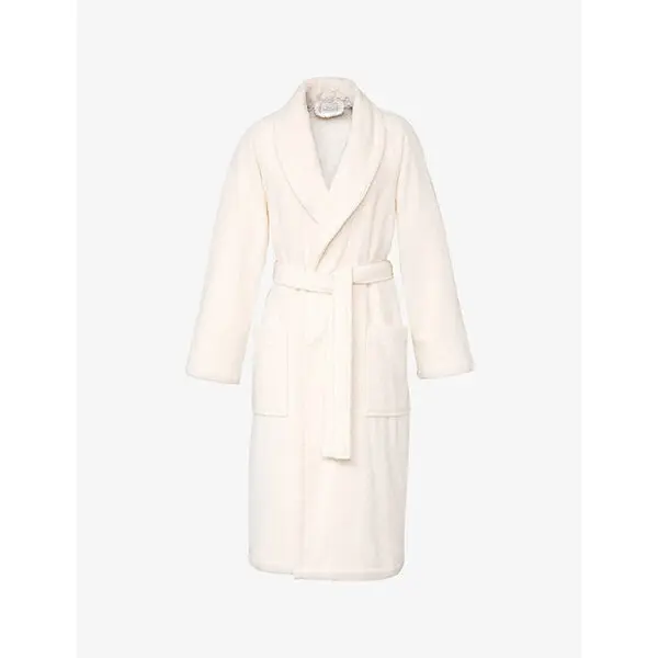YVES DELORME Etoile Shawl-lapel Cotton-blend Robe - Nacre