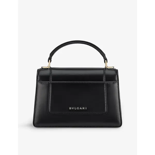 BVLGARI Serpenti Forever Leather Top-handle Bag - Black