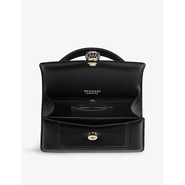 BVLGARI Serpenti Forever Leather Top-handle Bag - Black