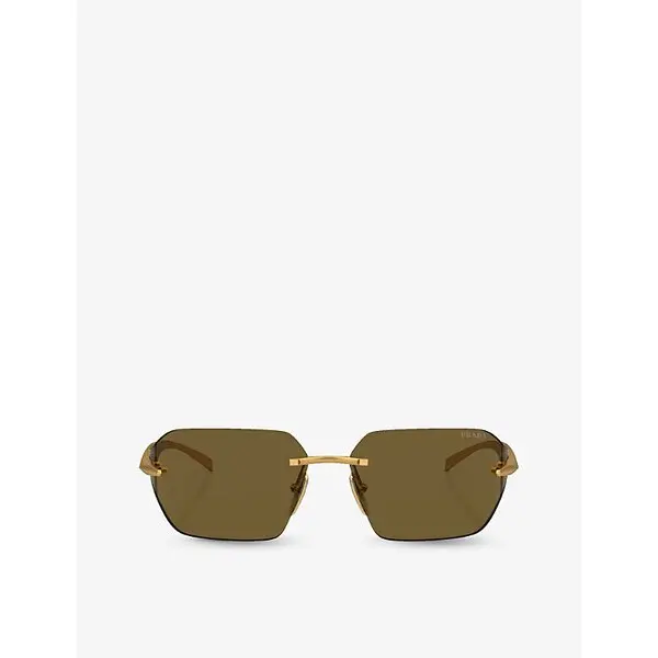 Prada Irregular-frame Metal Sunglasses - Gold
