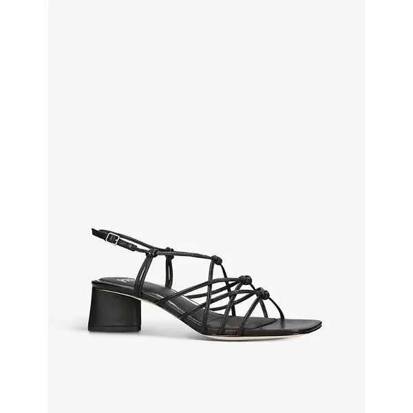 Paige Gianna Strap-embellished Leather Heeled Sandals - Black