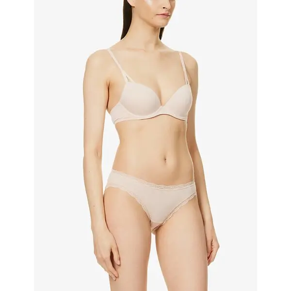 STRIPE & STARE Mid-rise Pack Of Four Stretch-modal Briefs - Sand