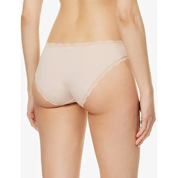 STRIPE & STARE Mid-rise Pack Of Four Stretch-modal Briefs - Sand