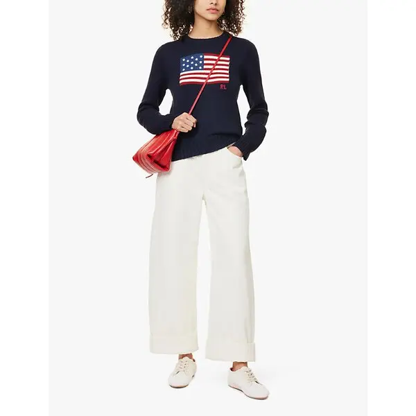 Polo Ralph Lauren American Flag Intarsia Cotton Jumper - Navy