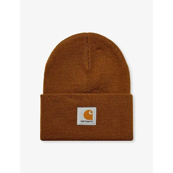 Carhartt Work In Progress Brand-patch Ribbed Beanie - Hamilton Brown