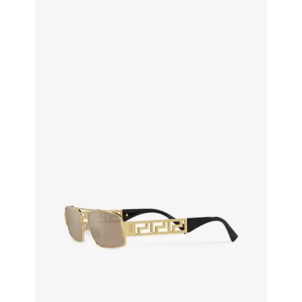 Versace Greca-hardware Metal Sunglasses - Gold