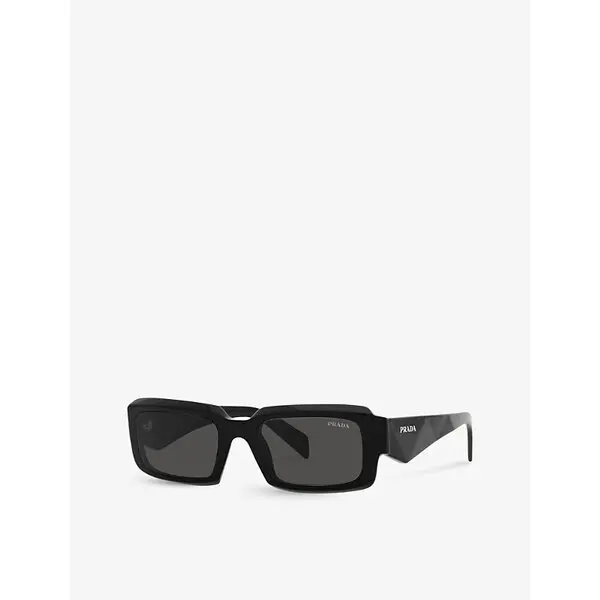 Prada Pr 27zs Rectangle Sunglasses - Black | Editorialist