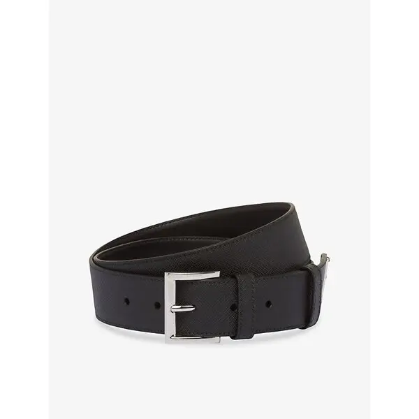 Prada Logo-embellished Leather Belt - Black