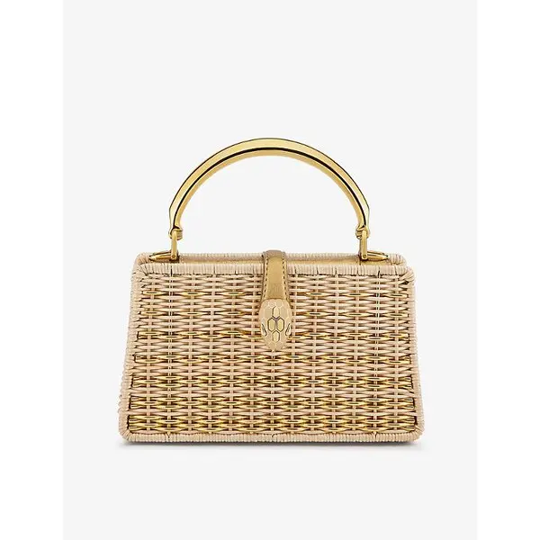 BVLGARI Serpenti Forever Mini Stud-embellished Leather Top-handle Bag