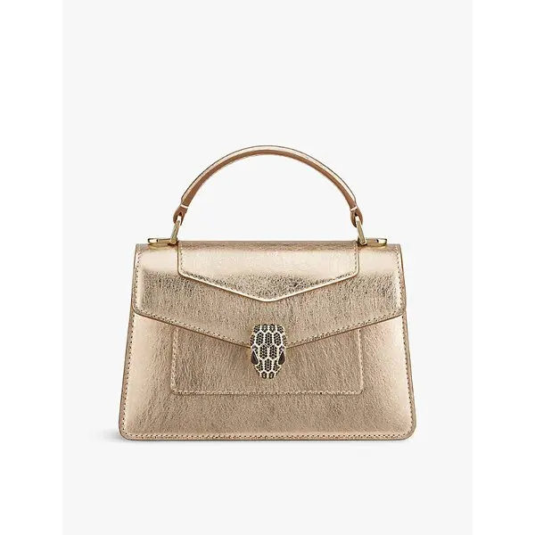 BVLGARI Serpenti Forever Mini Stud-embellished Leather Top-handle Bag