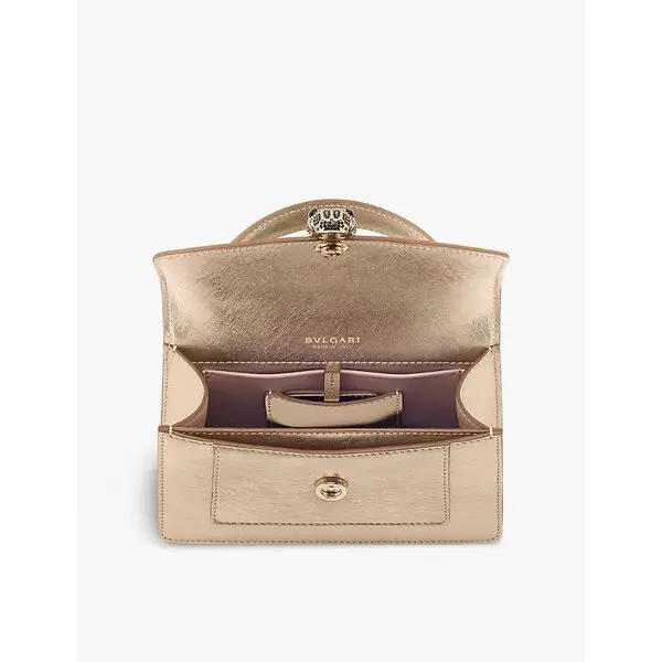 BVLGARI Serpenti Forever Mini Stud-embellished Leather Top-handle Bag