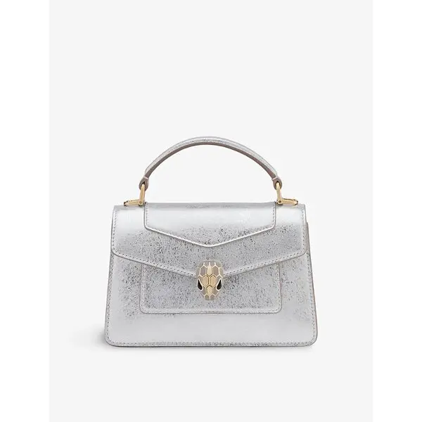 BVLGARI Serpenti Forever Mini Stud-embellished Leather Top-handle Bag