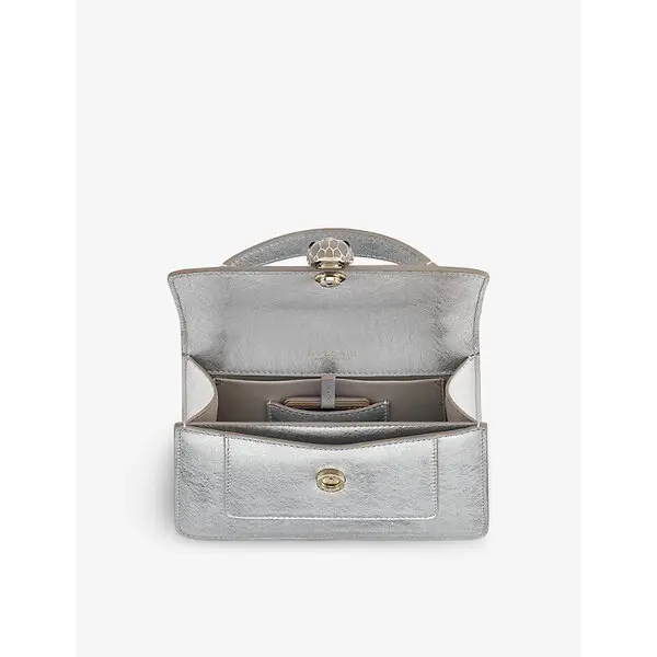 BVLGARI Serpenti Forever Mini Stud-embellished Leather Top-handle Bag