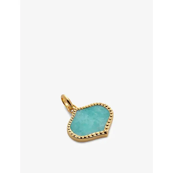 Monica Vinader Lotus Amazonite Gemstone Pendant - Yellow Gold