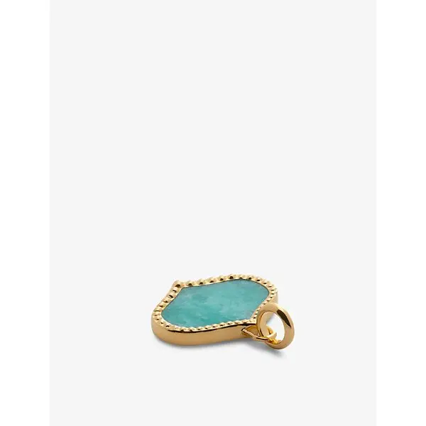 Monica Vinader Lotus Amazonite Gemstone Pendant - Yellow Gold