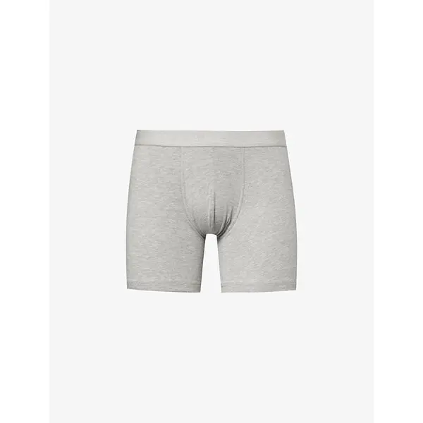 Sunspel Elasticated-waistband Stretch-cotton Trunks - Grey Melange