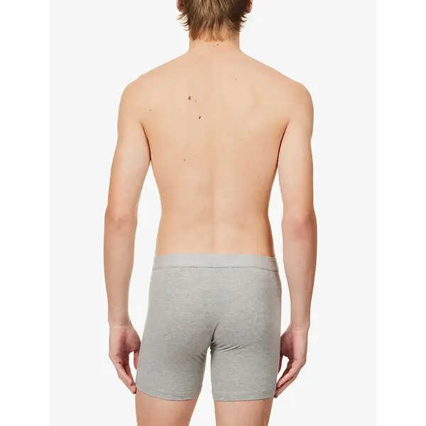 Sunspel Elasticated-waistband Stretch-cotton Trunks - Grey Melange