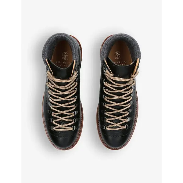 Brunello Cucinelli Chunky-sole Leather Hiking Boots