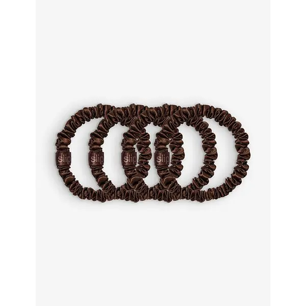 Slip Skinny Silk Scrunchies Pack Of Four - Dark Brown