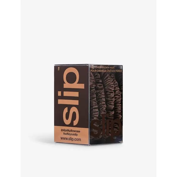 Slip Skinny Silk Scrunchies Pack Of Four - Dark Brown